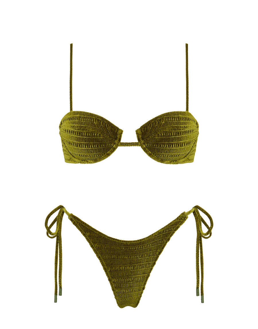 MALA VARO Green Velvet Balconette Bikini Set – Triangl