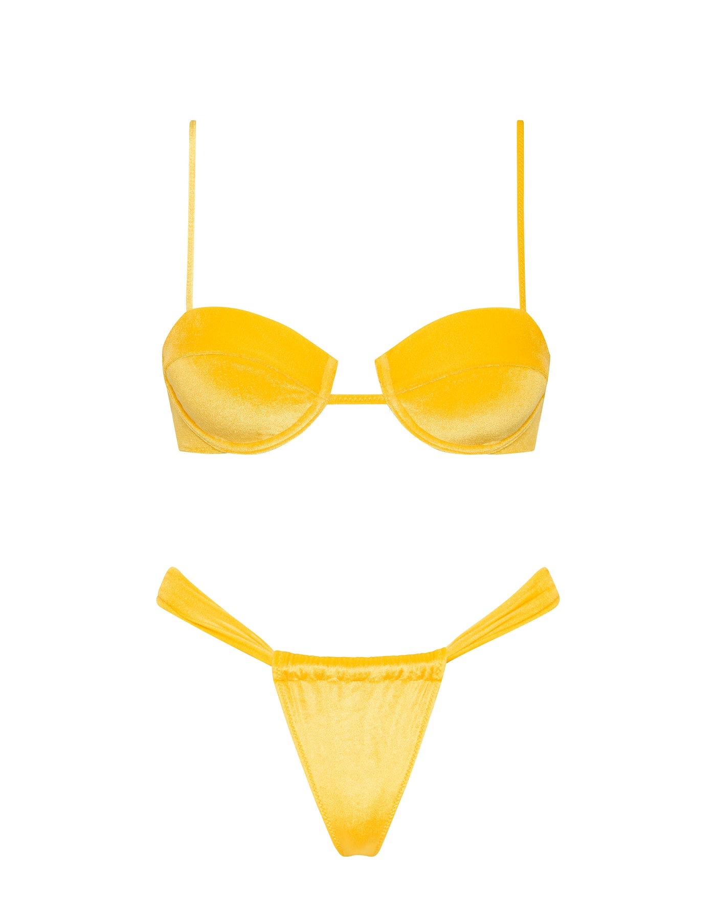 PALMA CHESTE Yellow Velvet Balconette Bikini Set – Triangl