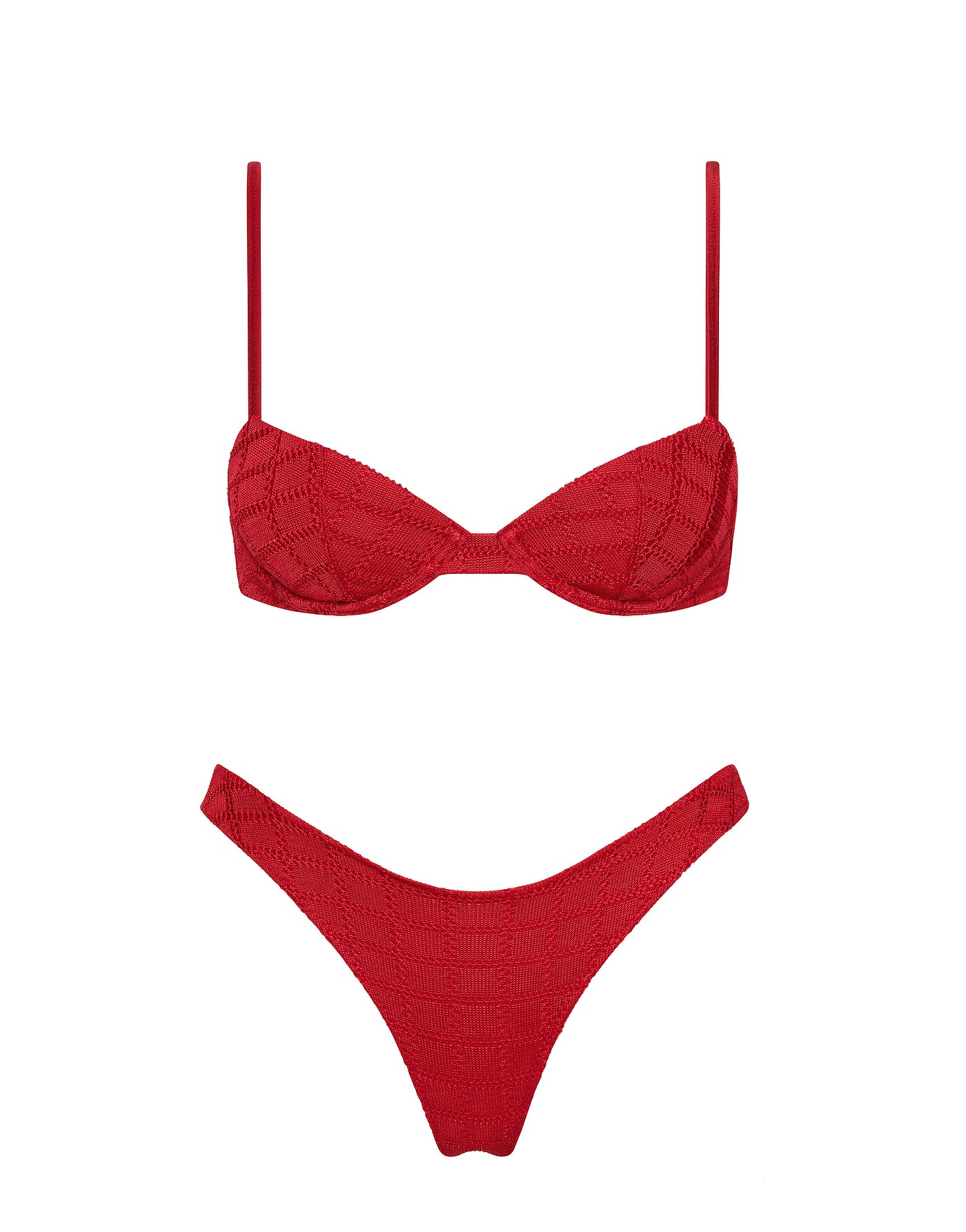 SUNI PASHA Red Crochet Balconette Bikini Set – Triangl