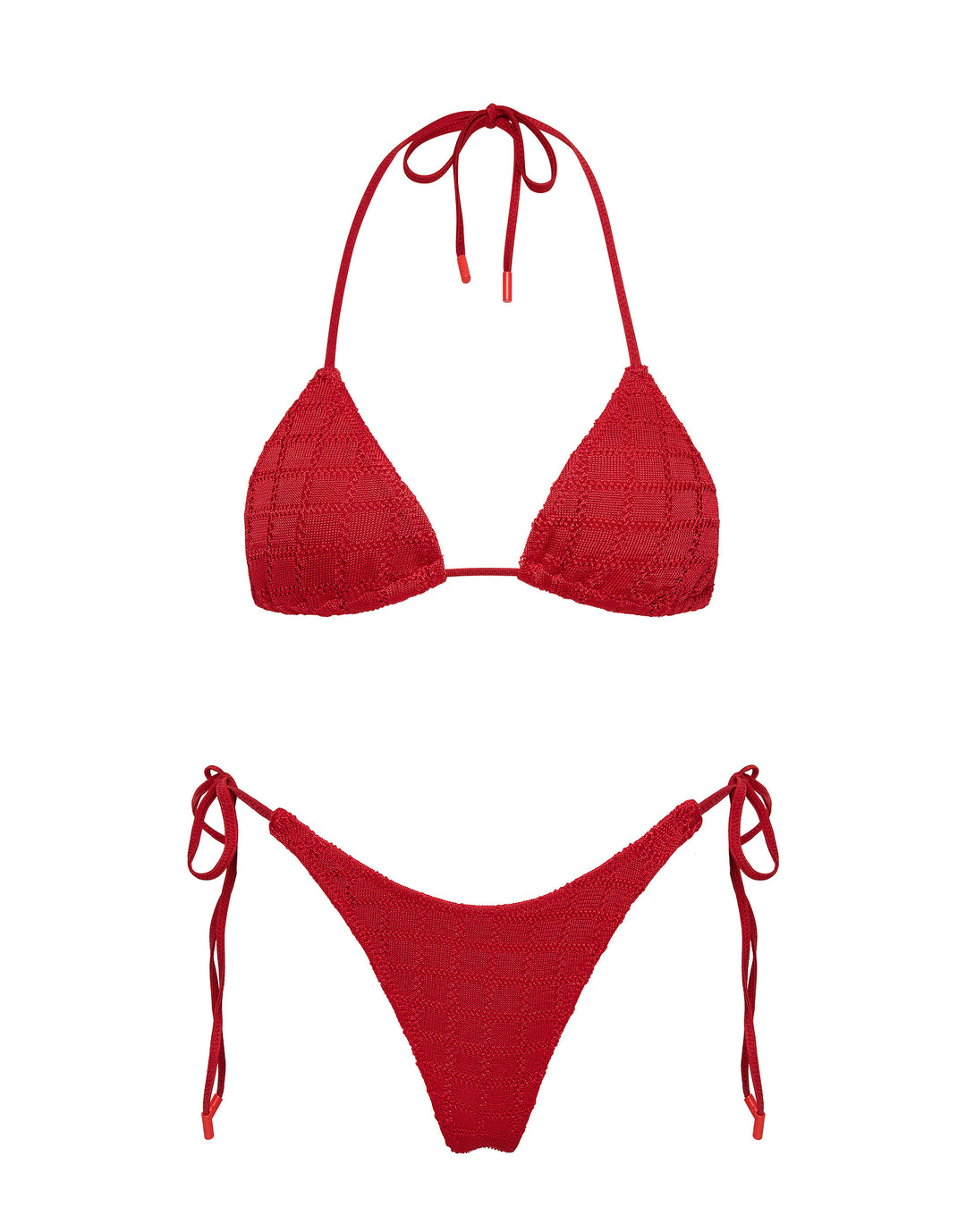 VINCA PASHA Red Crochet Triangle Bikini Set